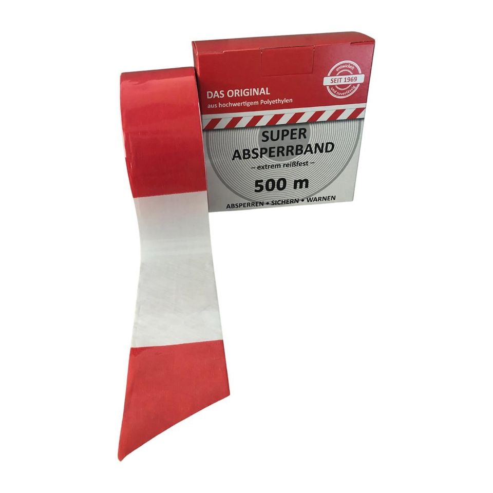 Absperrband 500 m-Rolle rot/weiß geblockt | KOCH Freiburg GmbH