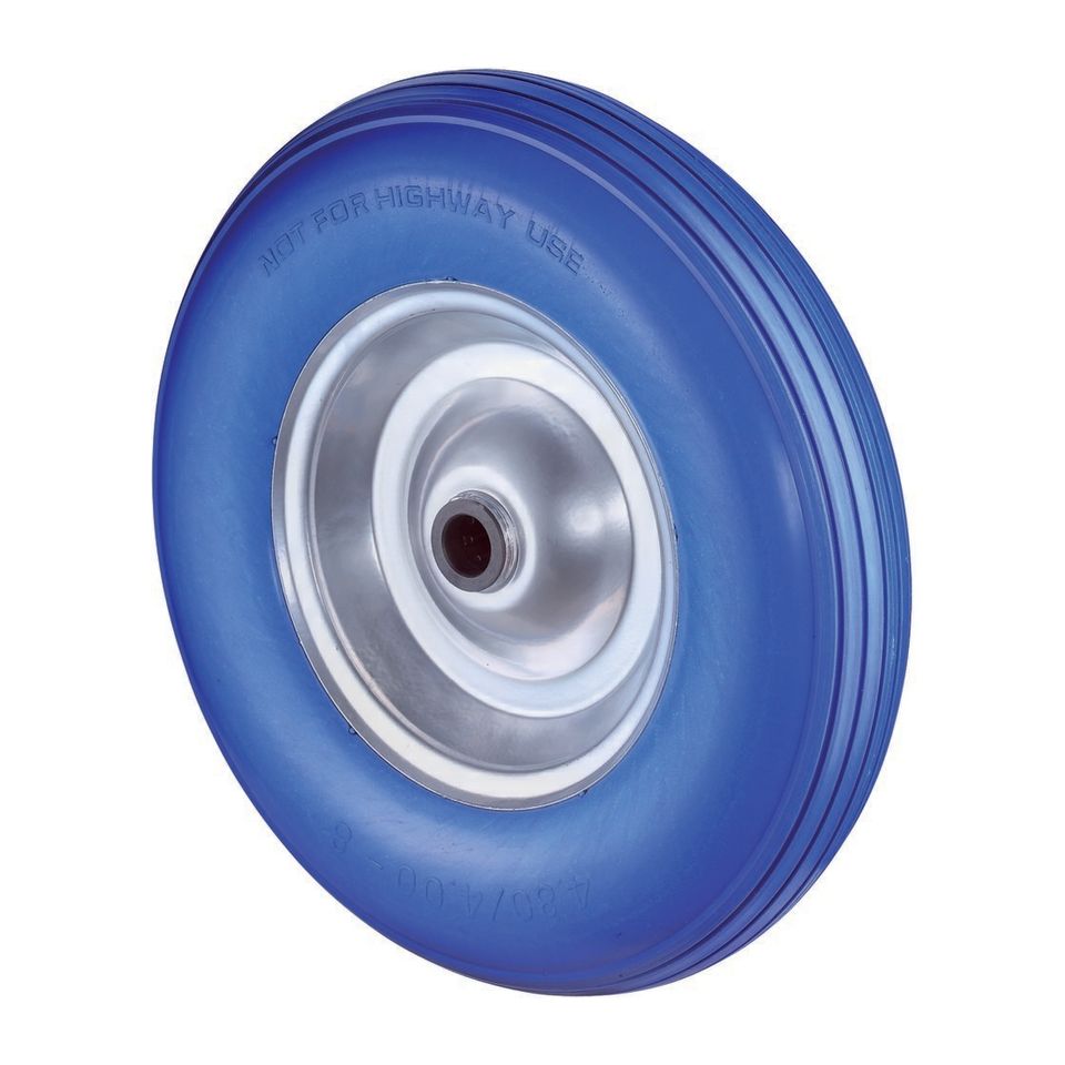 Polyurethanrad pannensicher blau Ø400 Stahlfelge Rolllager Achse Ø 20mm ...
